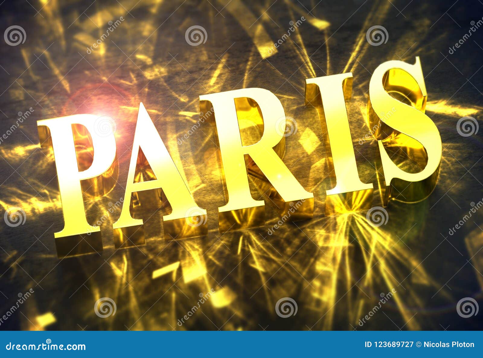 Golden `PARIS` Word with Caustic Light Stock Illustration ...