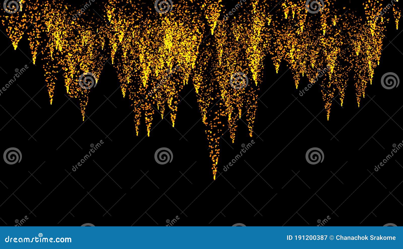 Golden Particles Falling Rain Abstract On Black Background Stock Image ...
