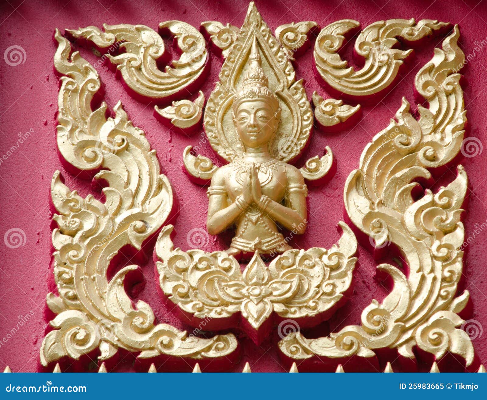 Golden Pattern Carving in on the Buddhist Temple Stock Image - Image of ...