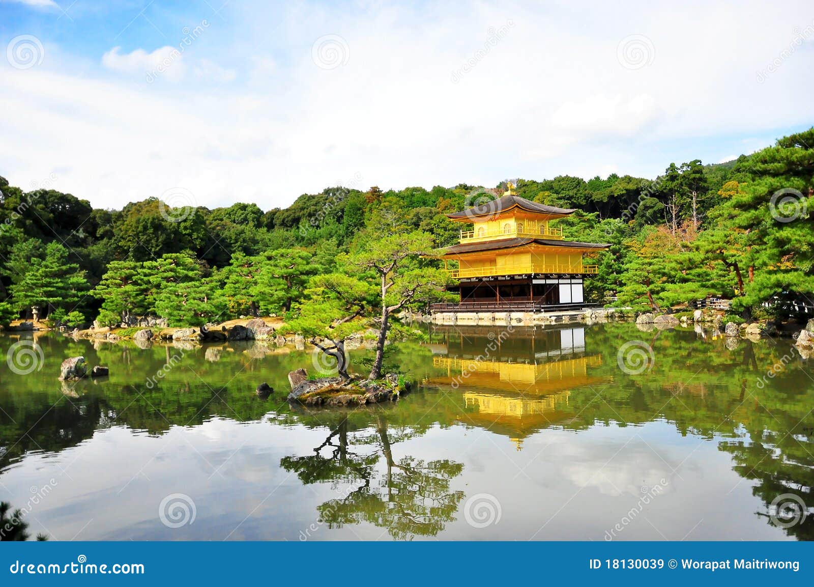 Golden pavilion, Japan stock image. Image of garden, kinkakuji - 18130039