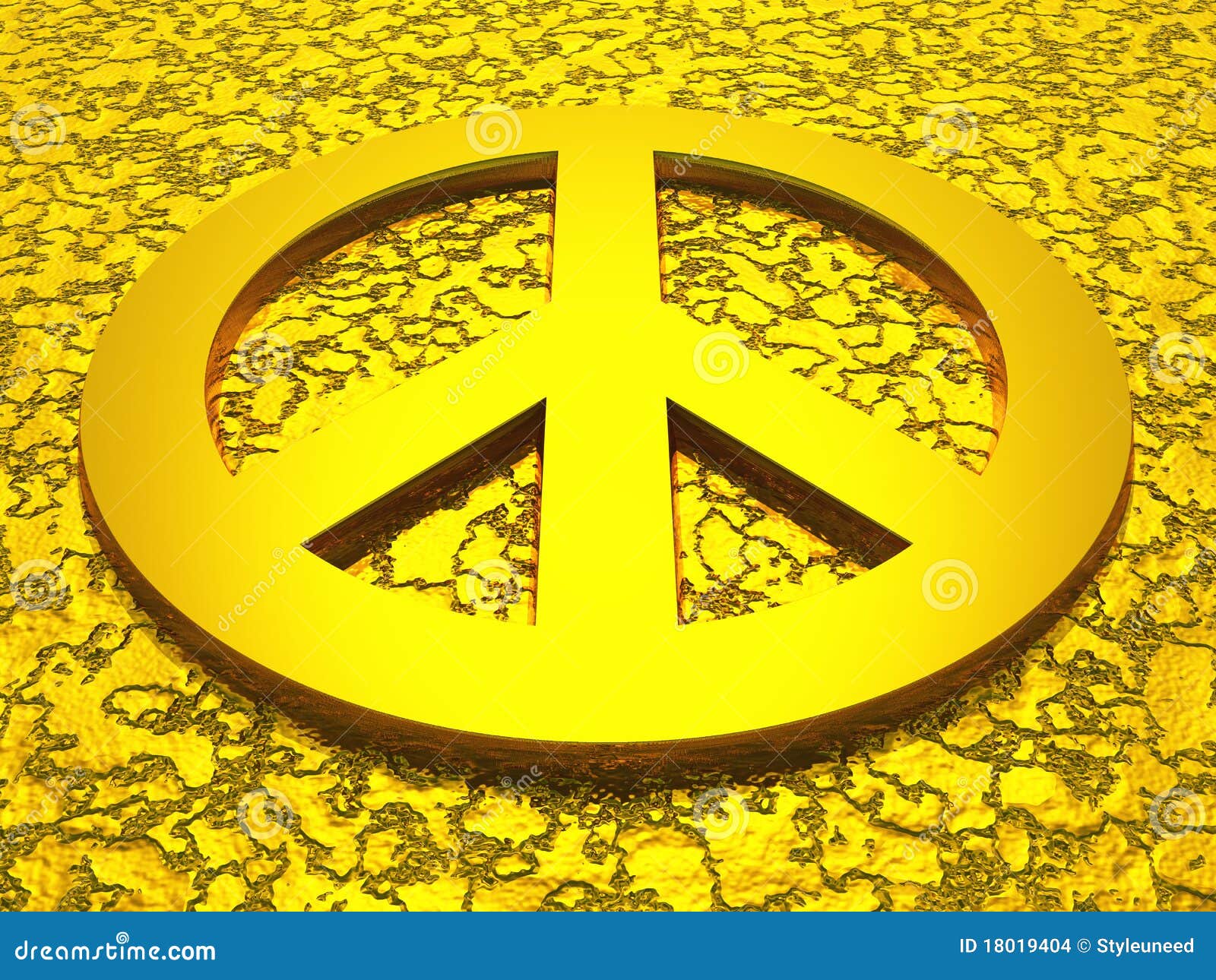 Golden Peace Symbol On Rays Background Vector Illustration ...