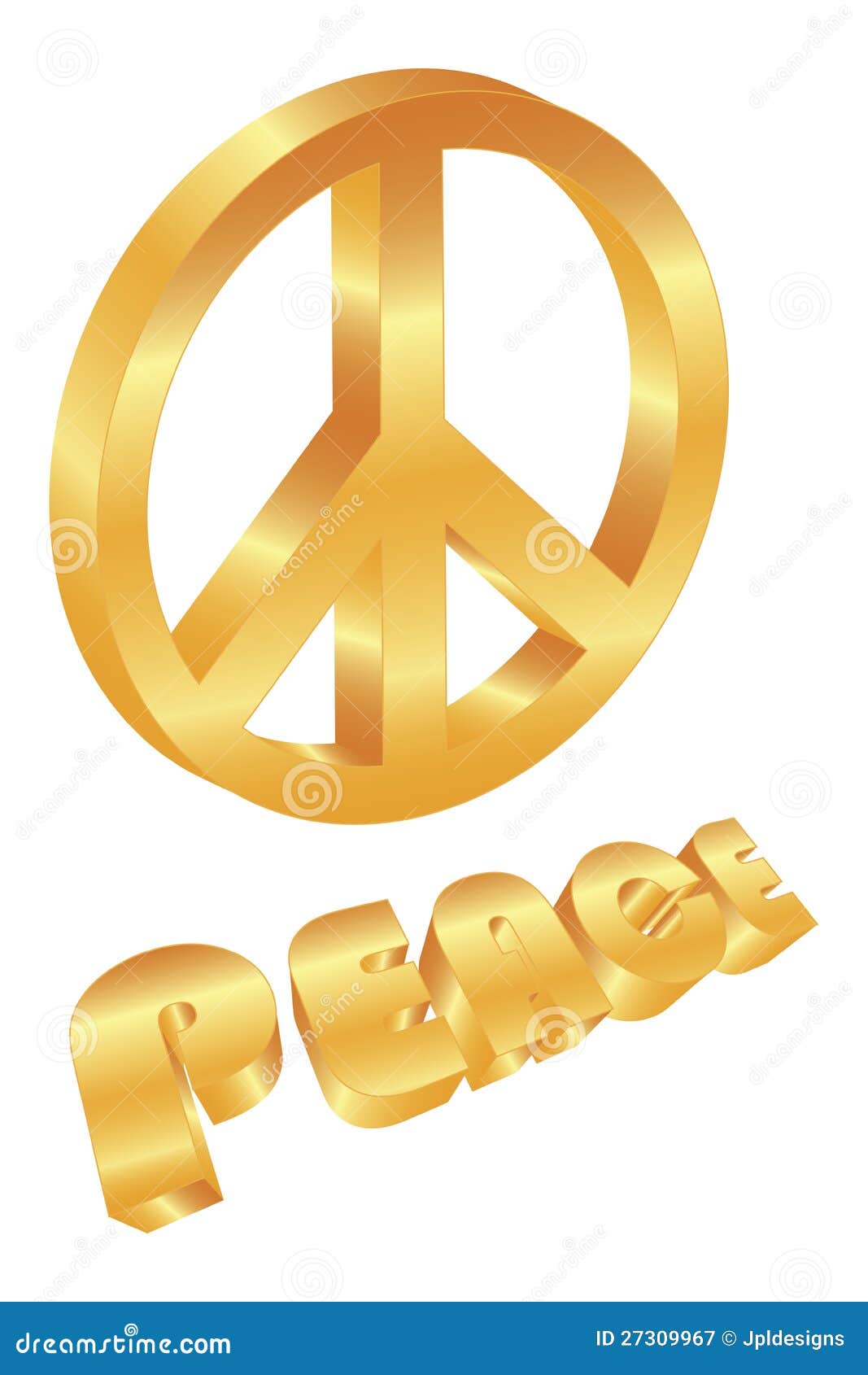 Golden Peace Symbol on White Background Stock Vector - Illustration of ...
