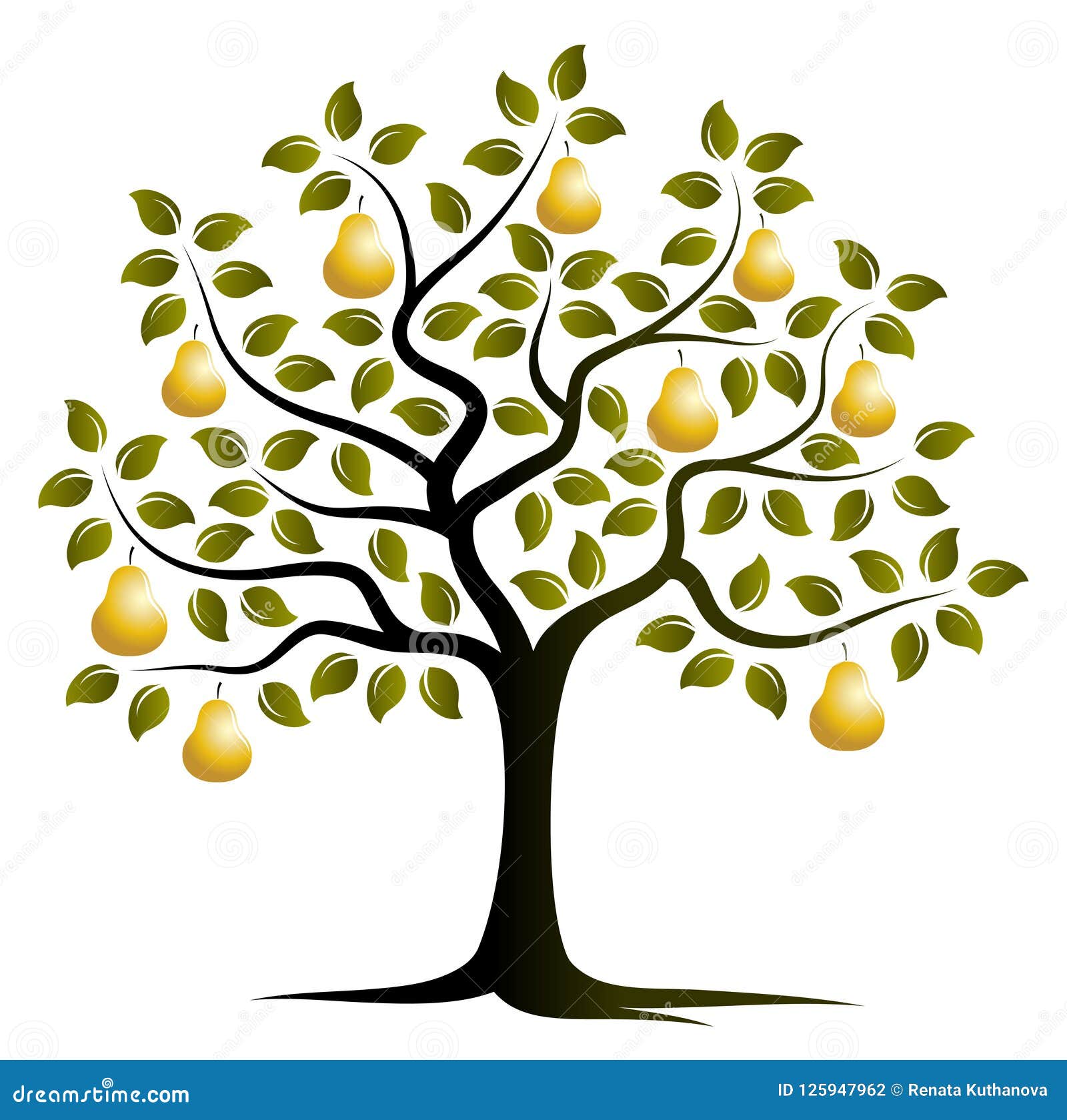 Golden pear tree stock vector. Illustration of growth - 125947962