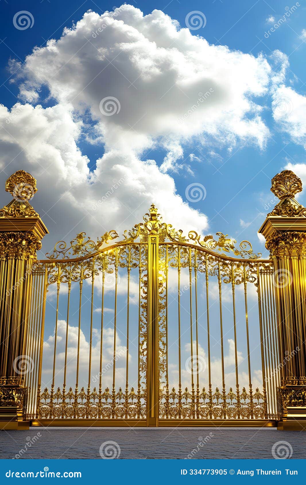 Golden Pearly Gates in Heaven Stock Image - Image of spirituality ...