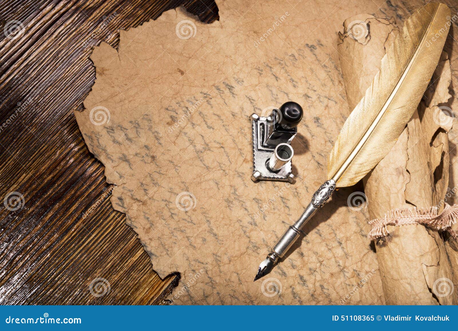 Golden Pen and Ancient Manuscripts Stock Image - Image of writer ...