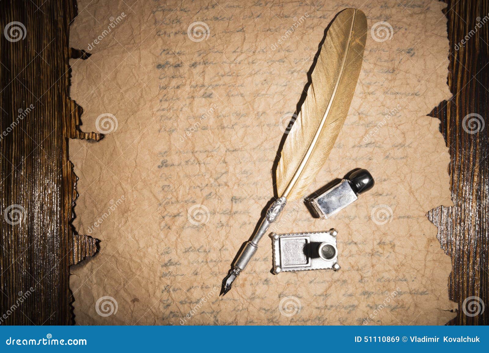Golden Pen and Ancient Manuscripts Stock Image - Image of literature ...