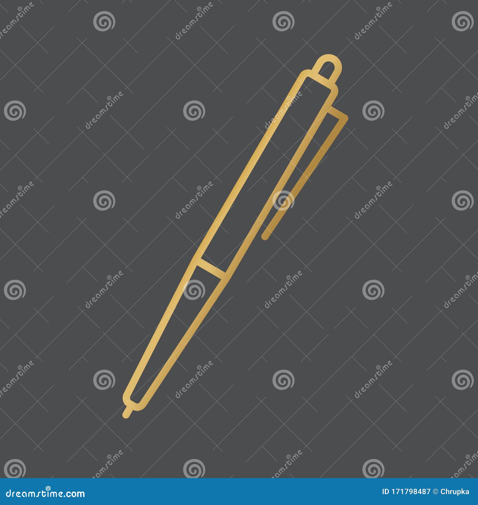Golden pen icon- stock vector. Illustration of pencil - 171798487