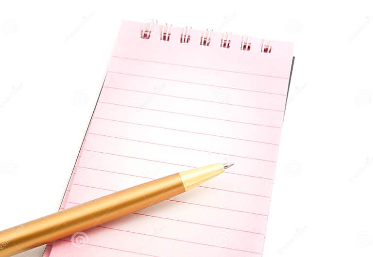 Golden pen and notepad stock image. Image of stationery - 64892127