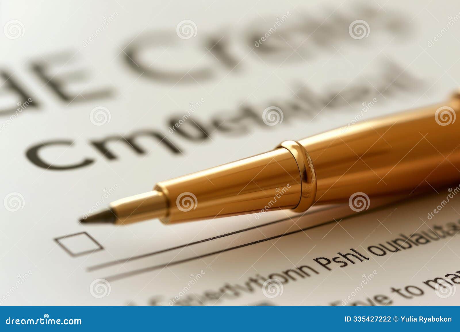 Golden Pen Standing on Credit Application Form with Check Box Stock ...