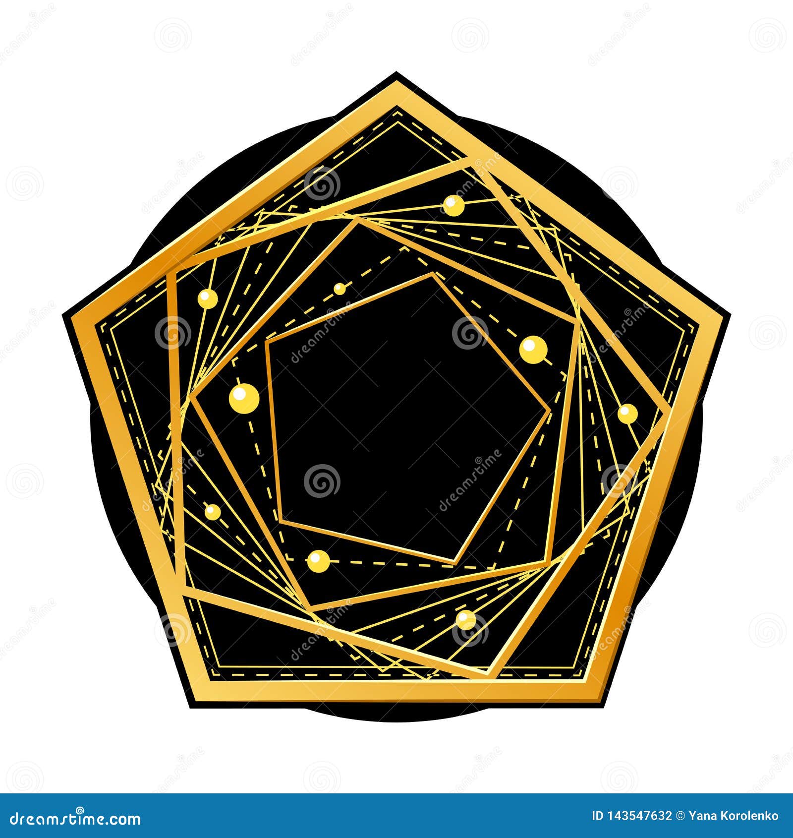 Golden Pentagon on the Black Circle. Vector Illustration. Stock Vector ...