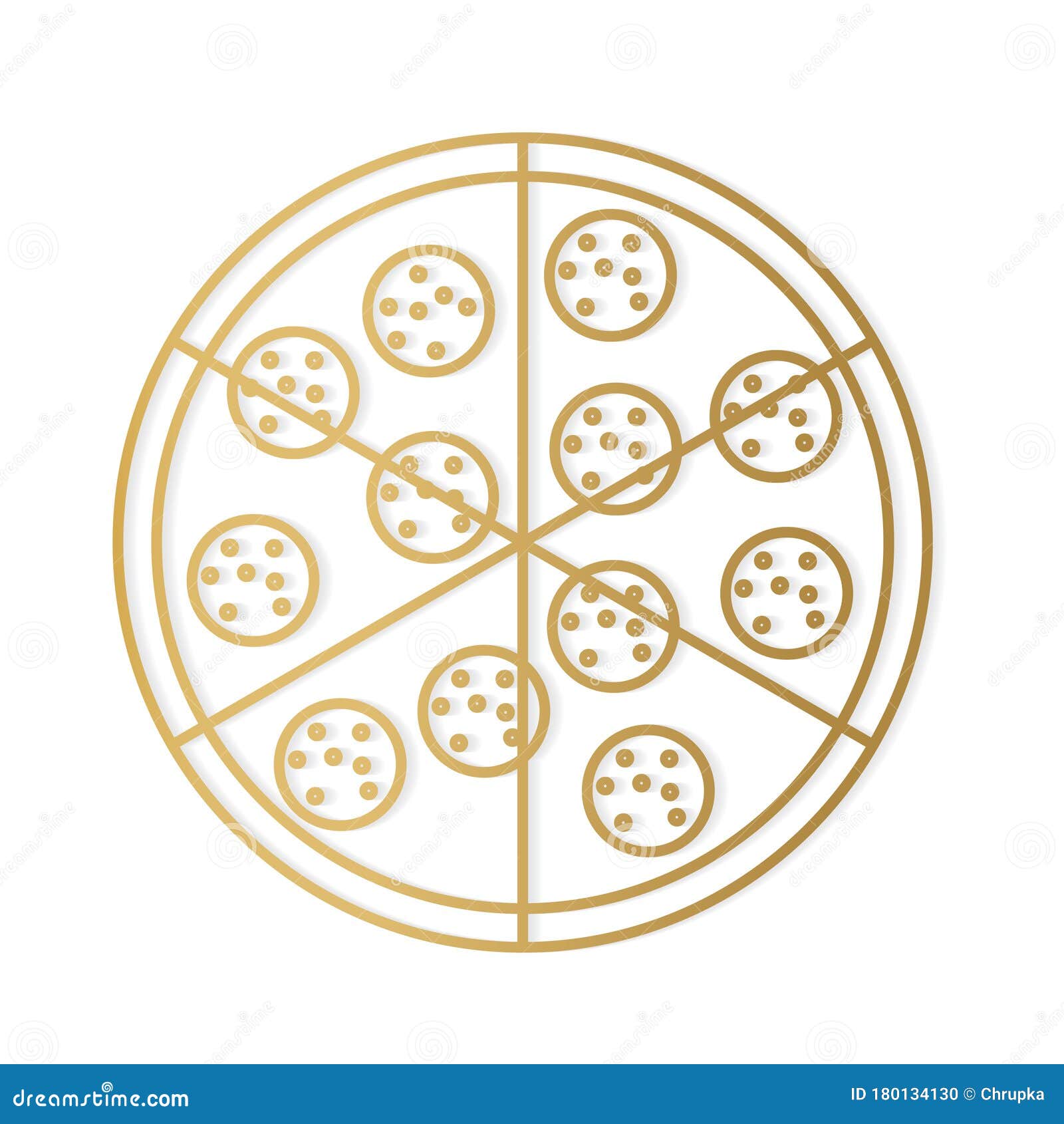 Golden pepperoni pizza stock vector. Illustration of fresh - 180134130