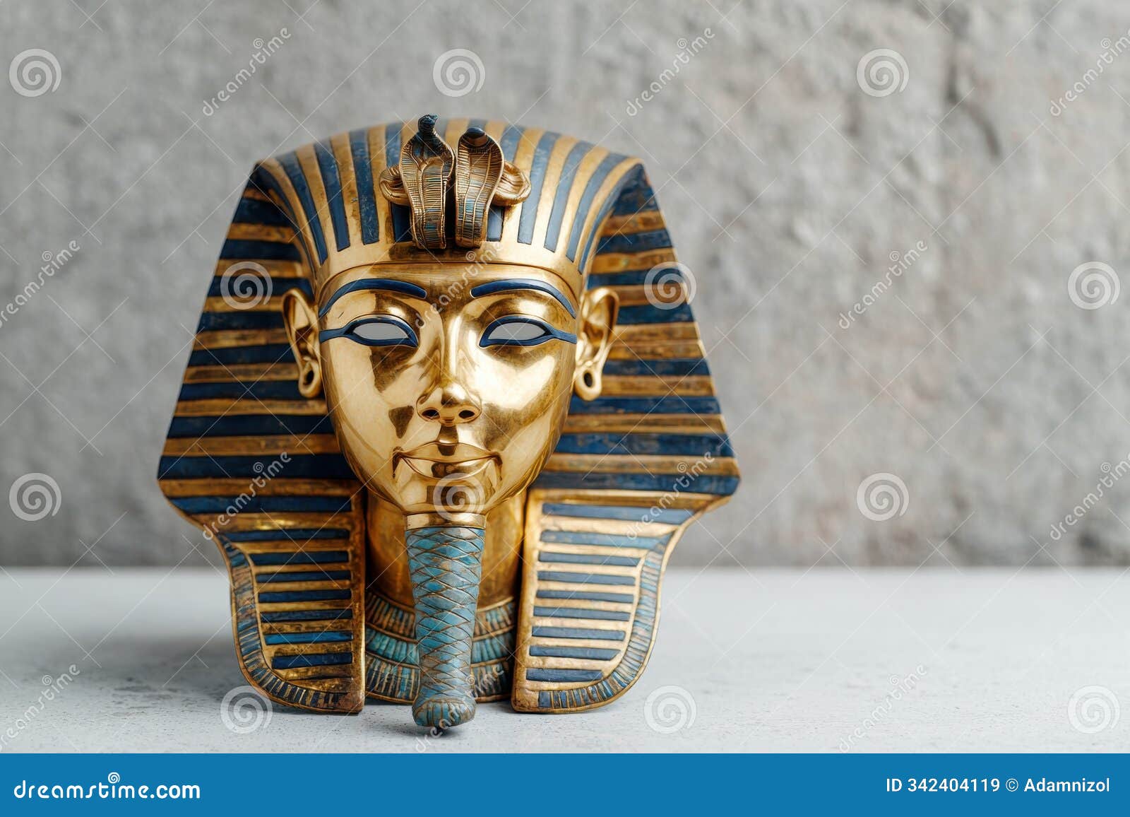 Pharaoh Mask With Golden Decoration Exhibited In Museum, Inspired By ...