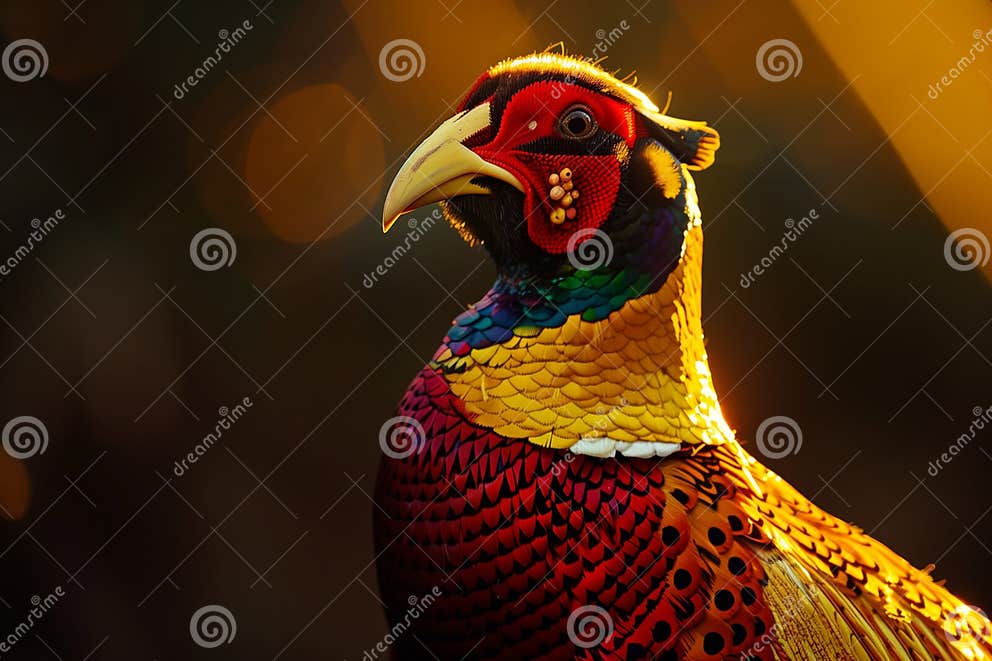 Golden Pheasant Illuminated by Golden Hour Light Stock Image - Image of ...