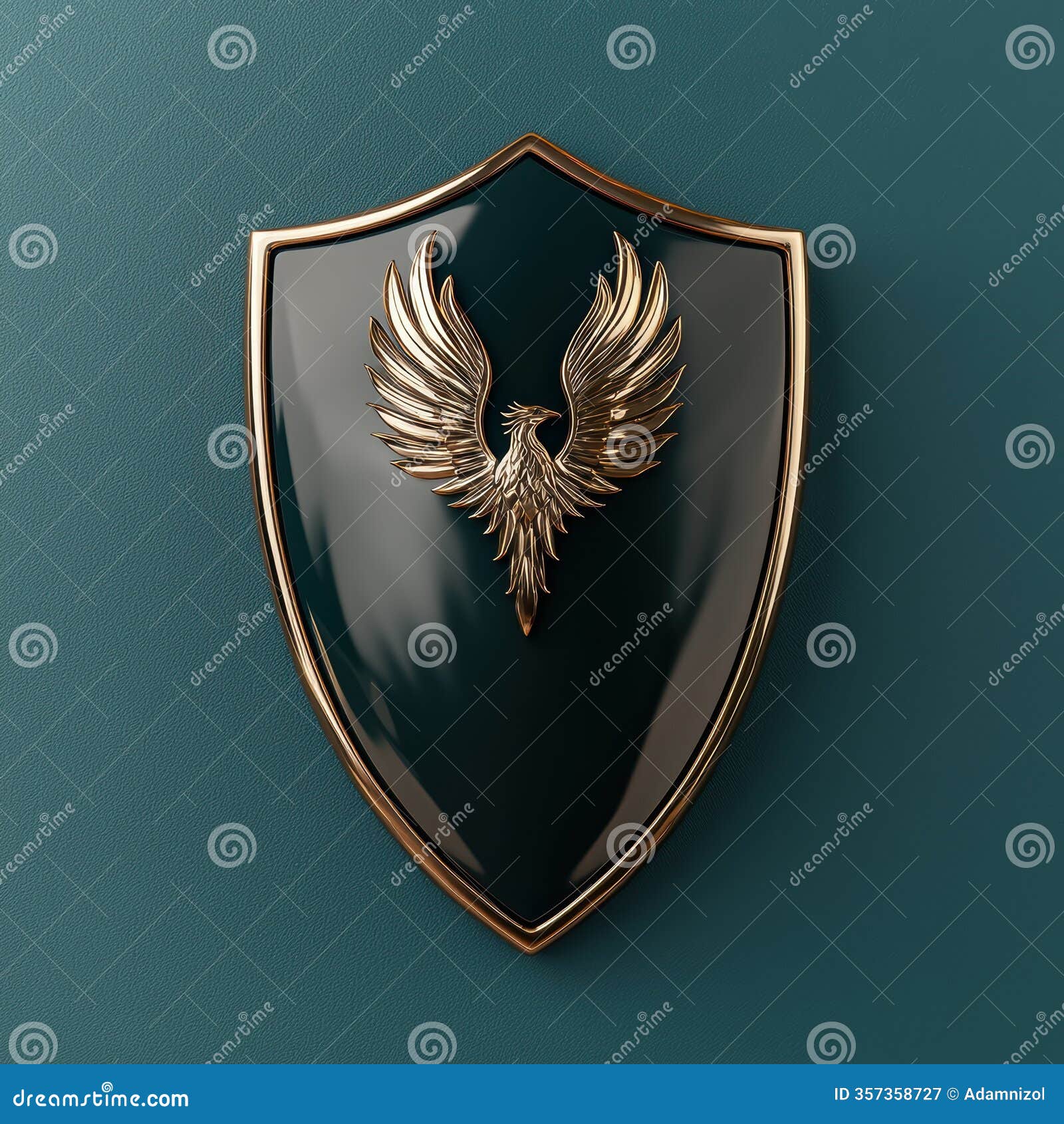 Golden Phoenix Emblem on a Dark Shield Stock Illustration ...