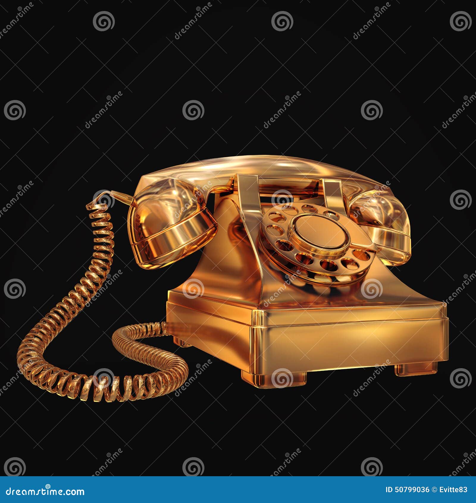 Golden Phone on Black Isolated Background. Stock Illustration ...