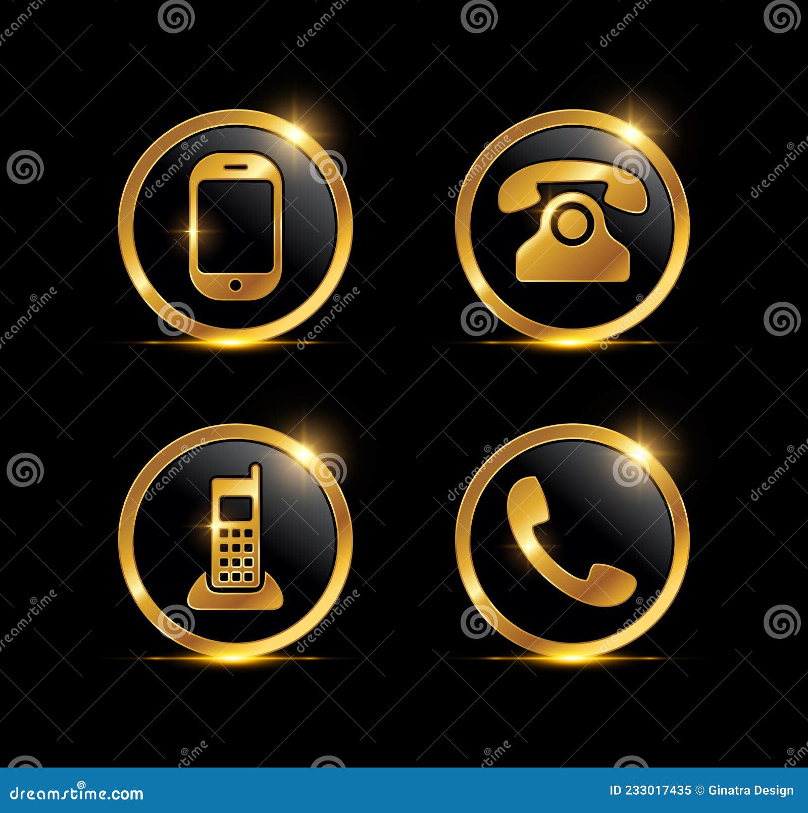 Golden Phone Call Icon Vector Sign Stock Vector - Illustration of phone ...