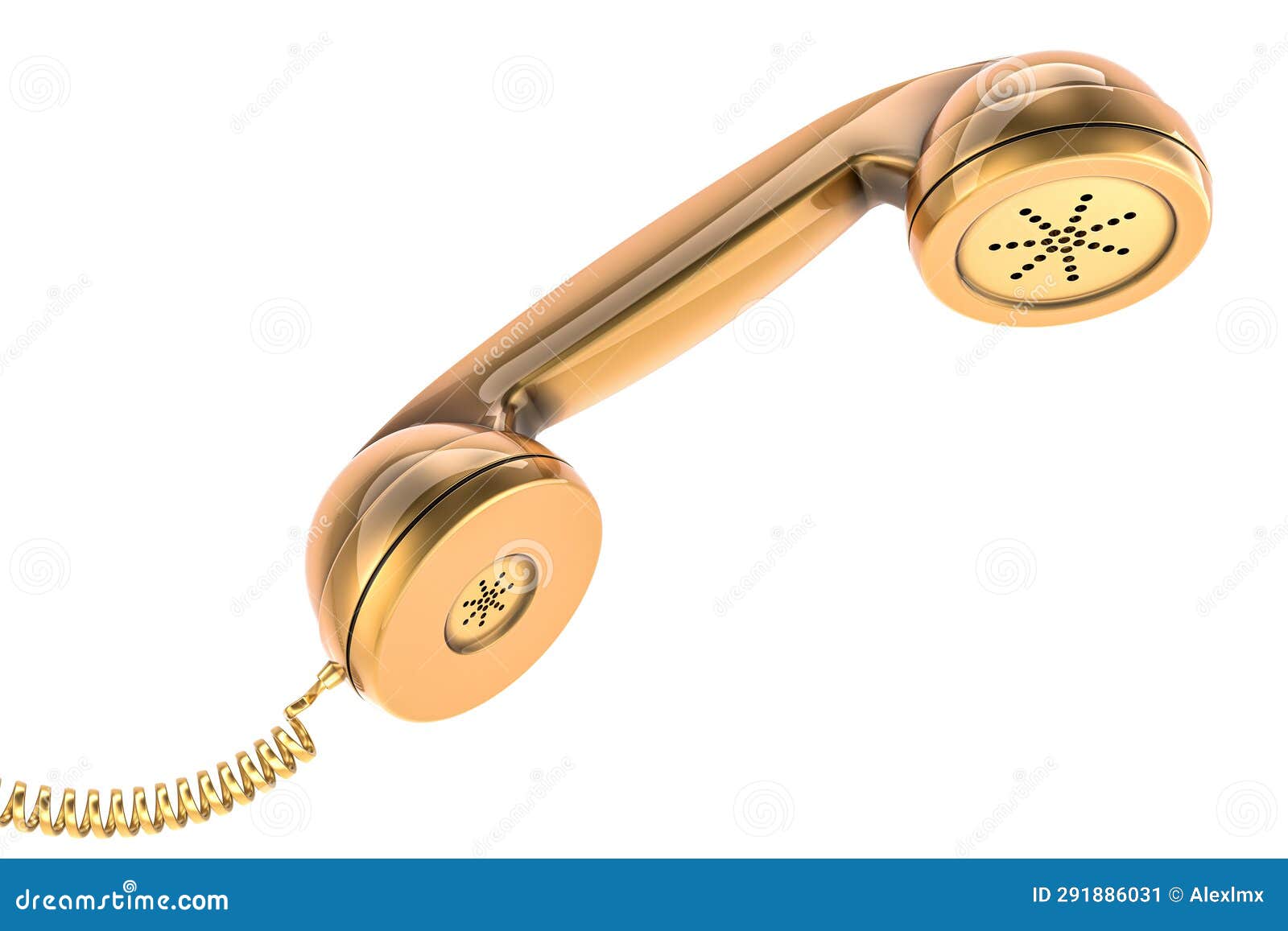 Golden Phone Handset, 3D Rendering Stock Illustration - Illustration of ...