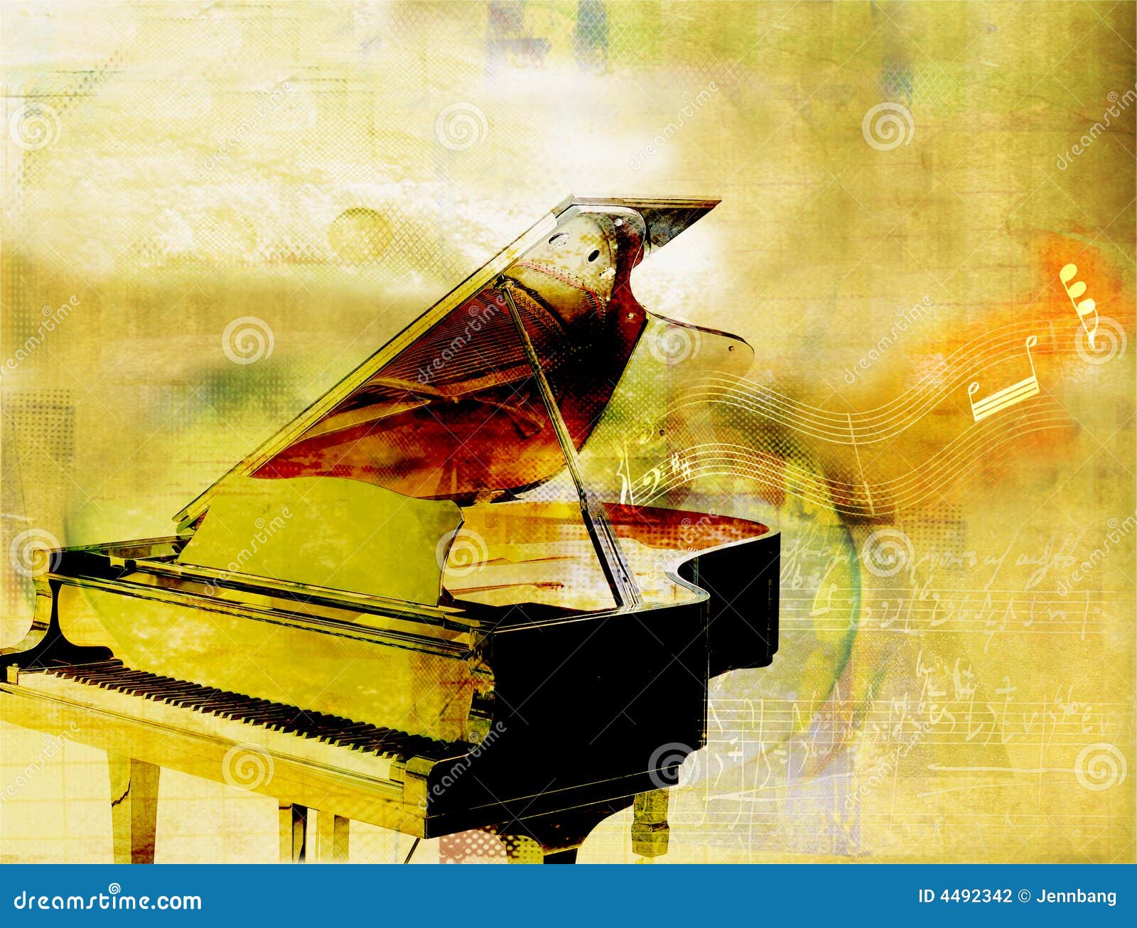 Golden Piano Poster Vector Illustration | CartoonDealer.com #4162802