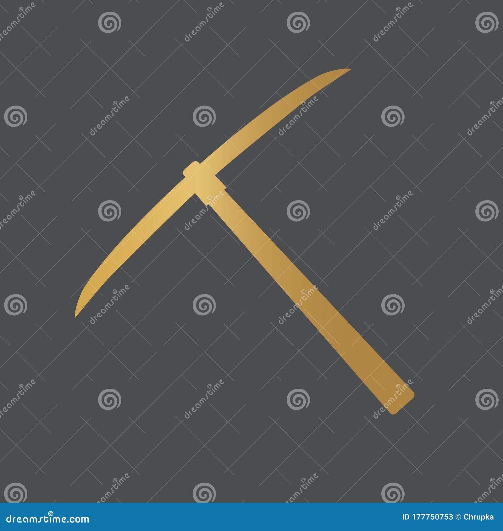 Golden pickaxe icon stock vector. Illustration of glitter - 177750753