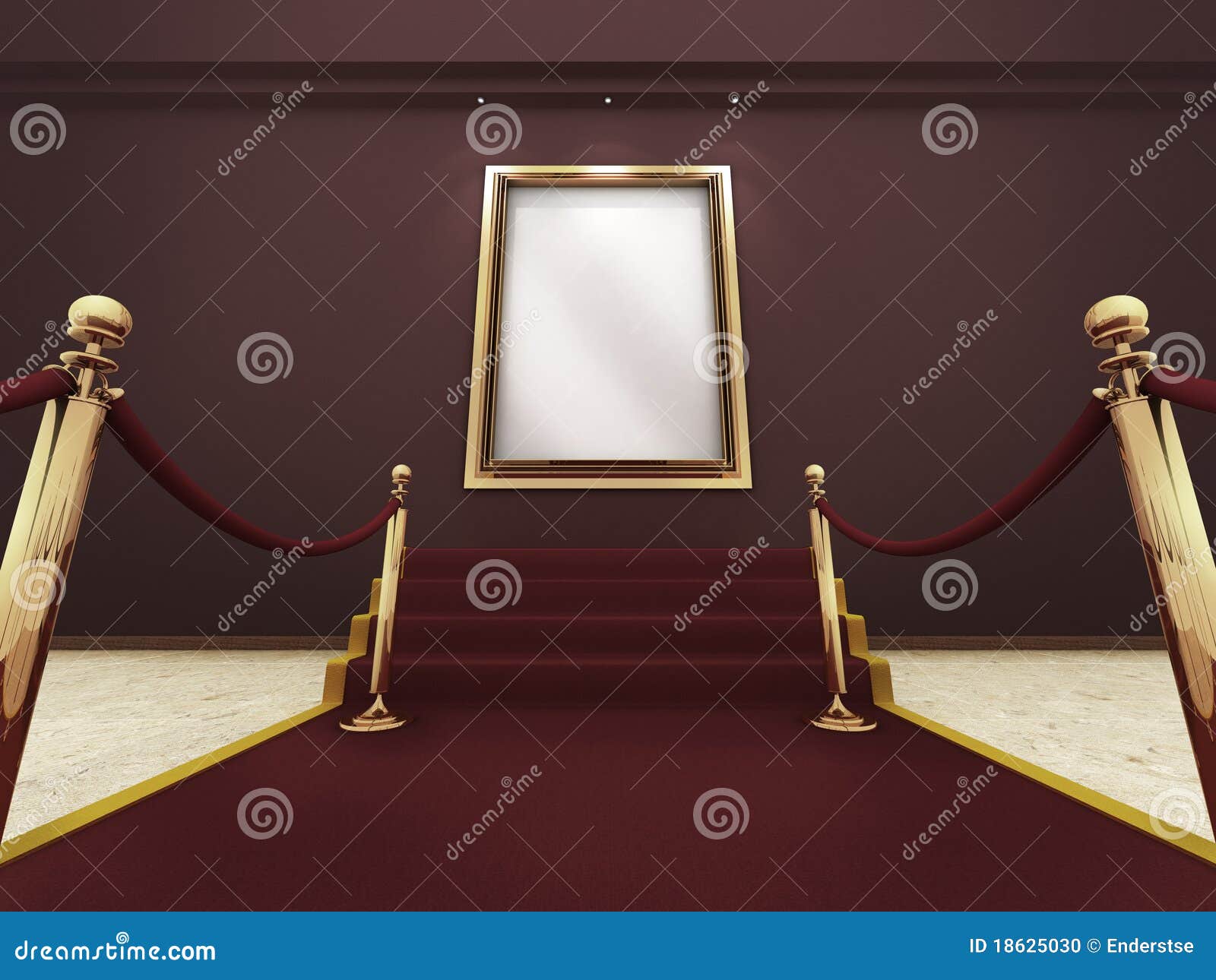 Golden Picture Frame in a Grand Gallery Stock Illustration ...