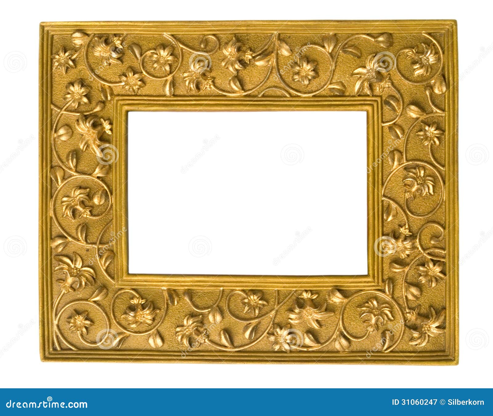 Golden Picture Frame Isolated Stock Image - Image of decoration, edge ...