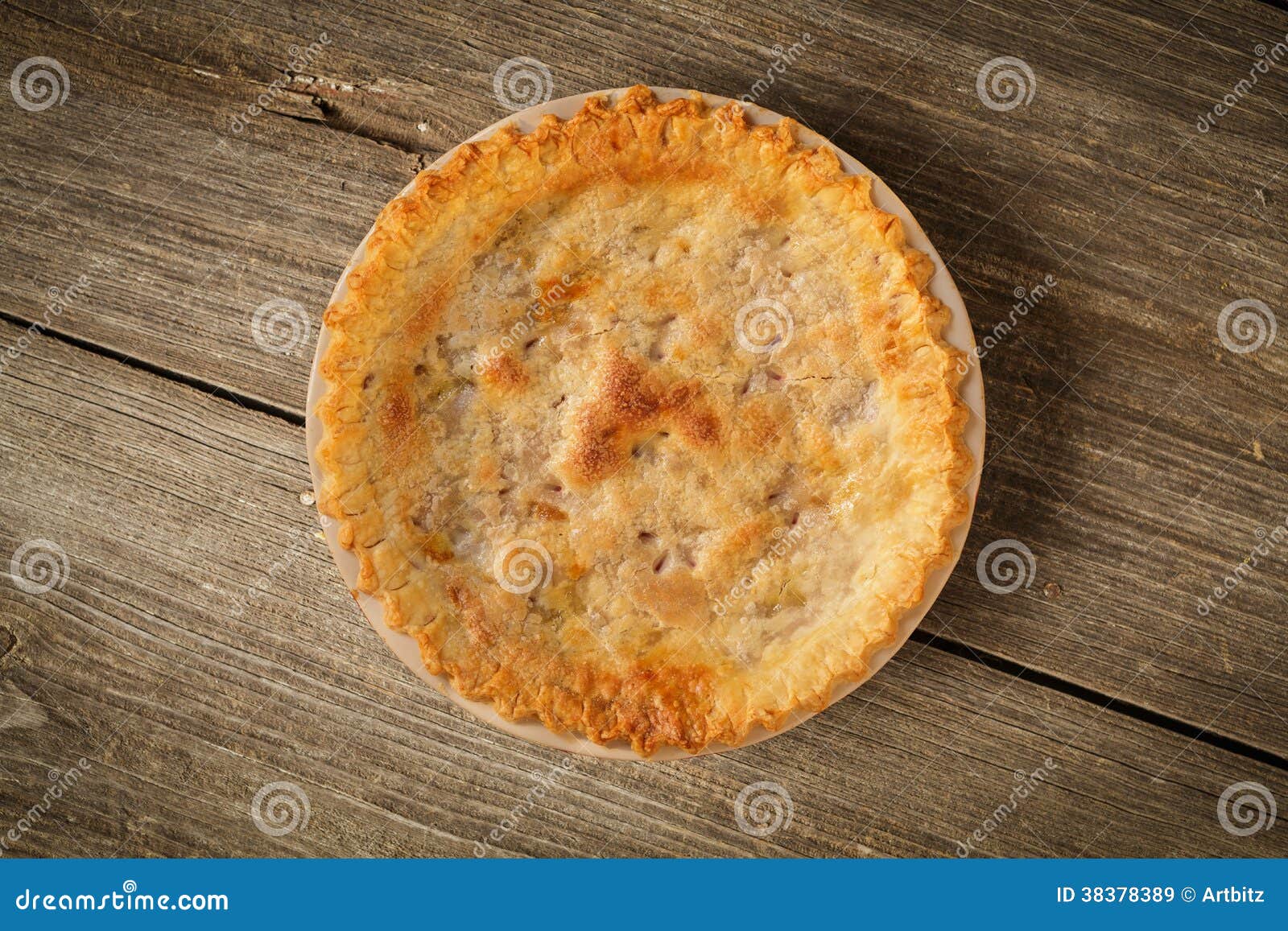 Golden Pie on Rustic Barnwood Stock Image - Image of gourmet, delicious ...