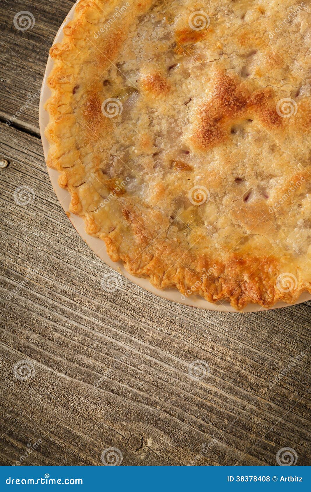 Golden Pie on Rustic Barnwood Stock Photo - Image of baked, delicious ...