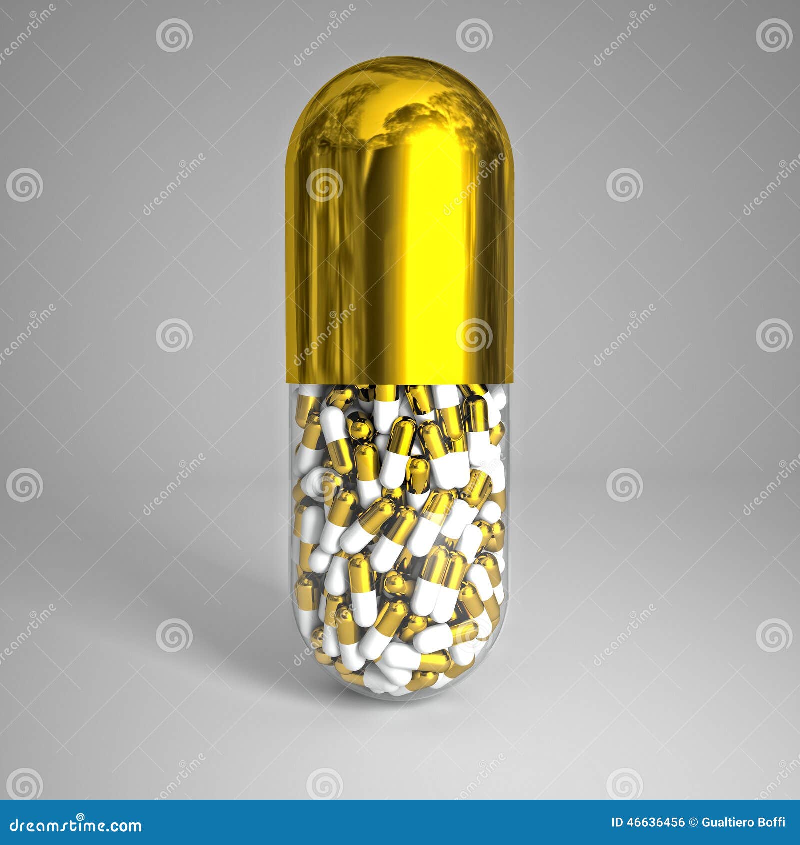 Golden pill stock illustration. Illustration of medical - 46636456