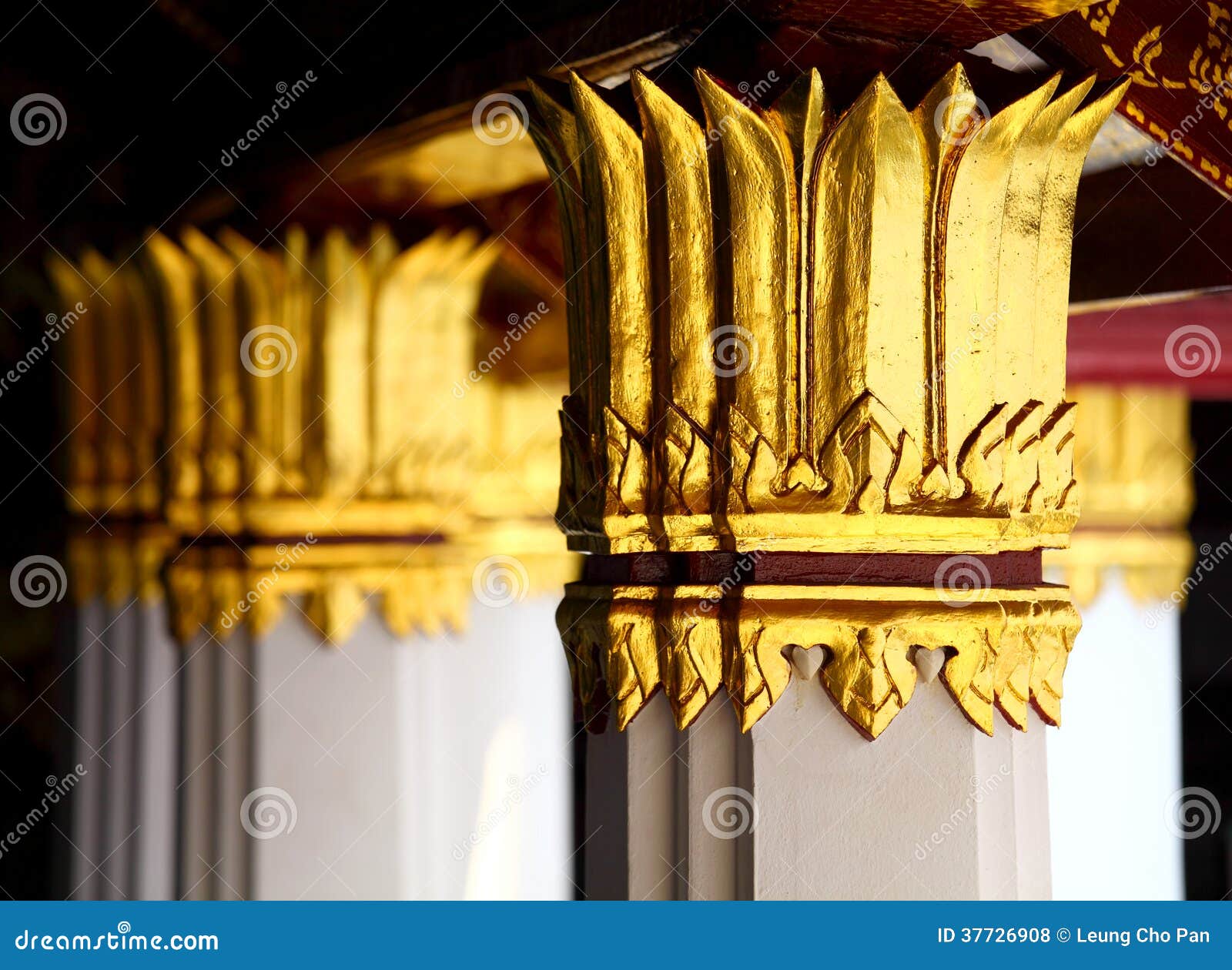 Golden Pillar in Thailand Temple Stock Photo - Image of culture, design ...