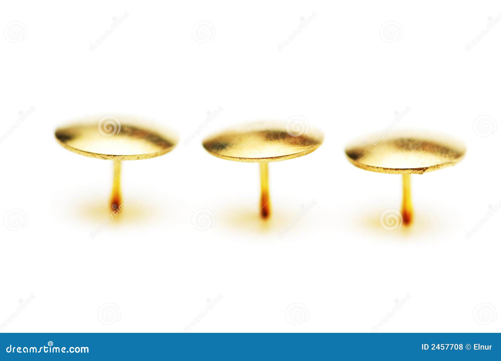Golden pins isolated stock photo. Image of thumbtack, stick - 2457708