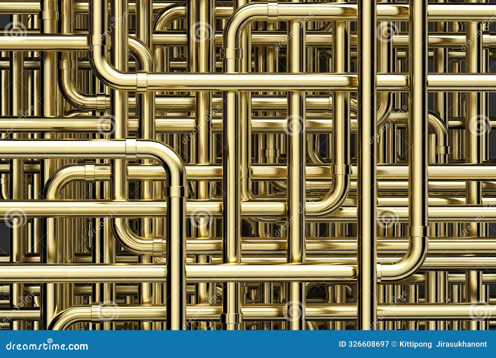 Golden Pipe Maze or Pipeline Background Stock Illustration ...