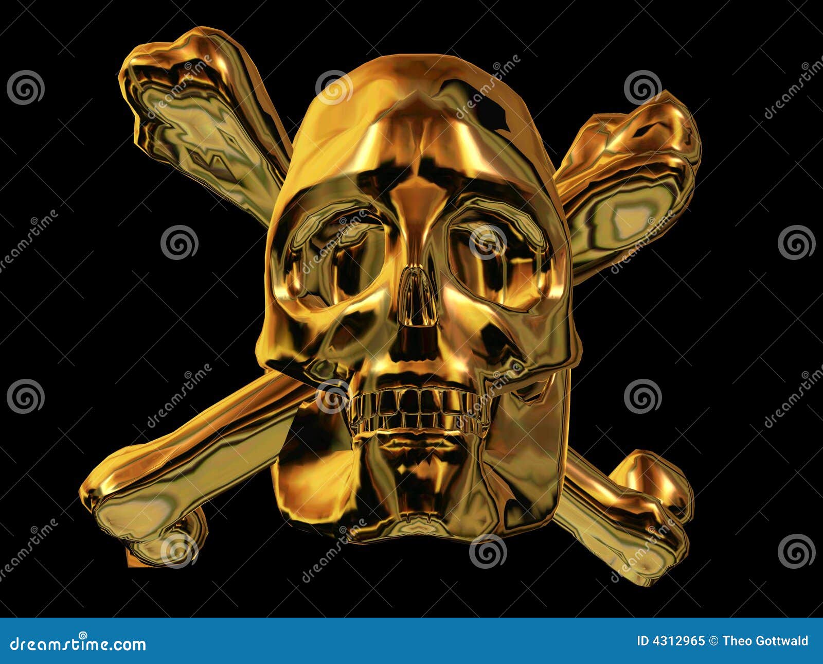 Golden Pirate Skull stock illustration. Illustration of black - 4312965