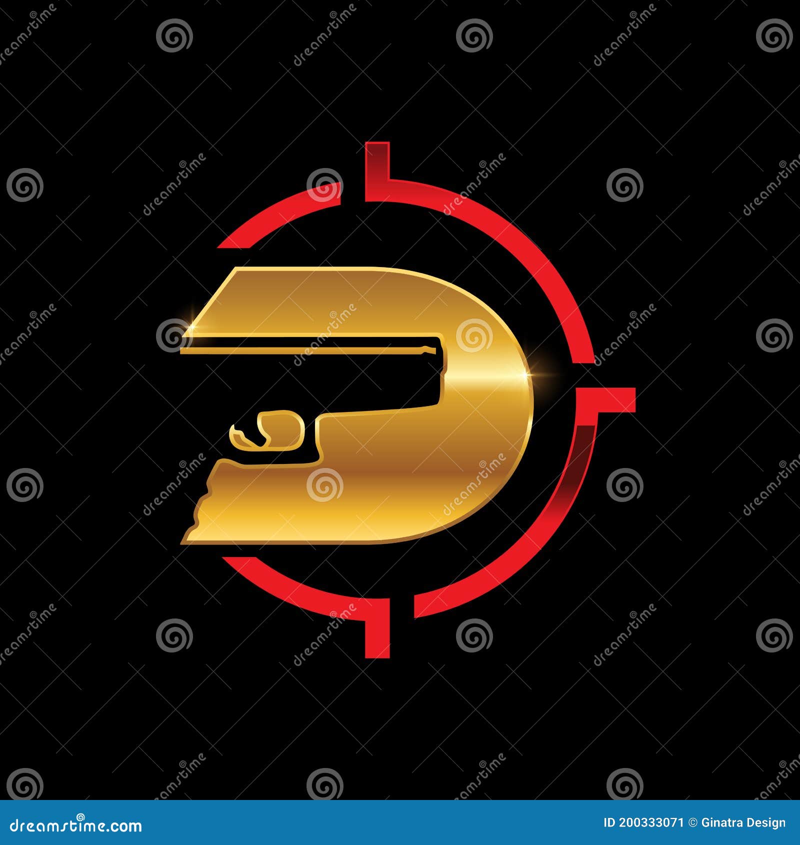 Golden Pistol Monogram Letter D Stock Vector - Illustration of golden ...