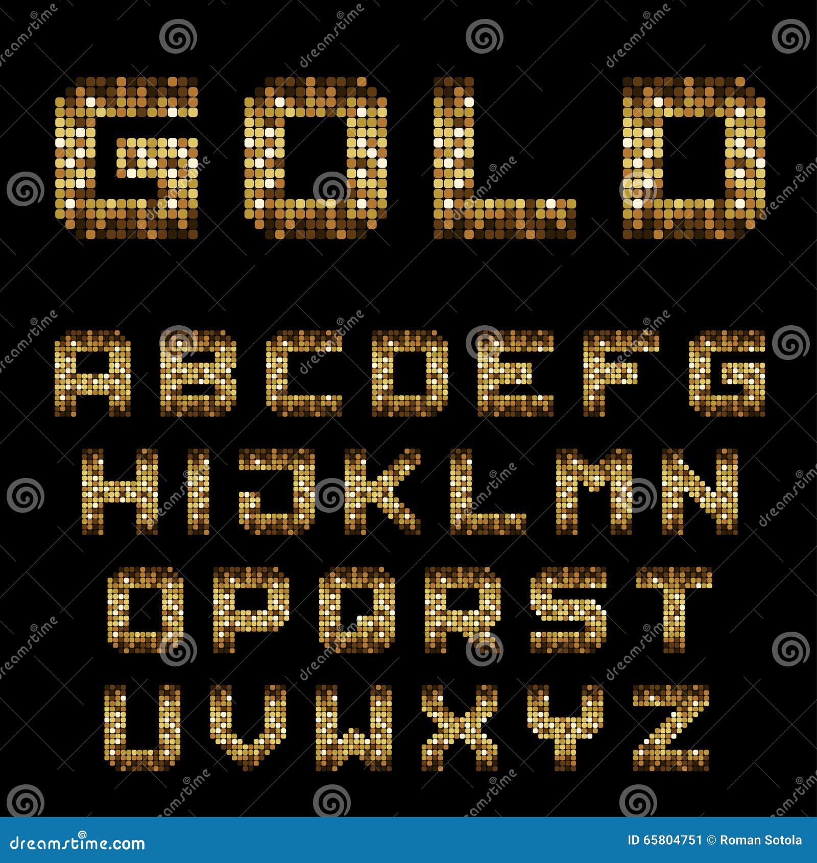 Golden Pixel Alphabet Font Letters Stock Vector - Illustration of ...