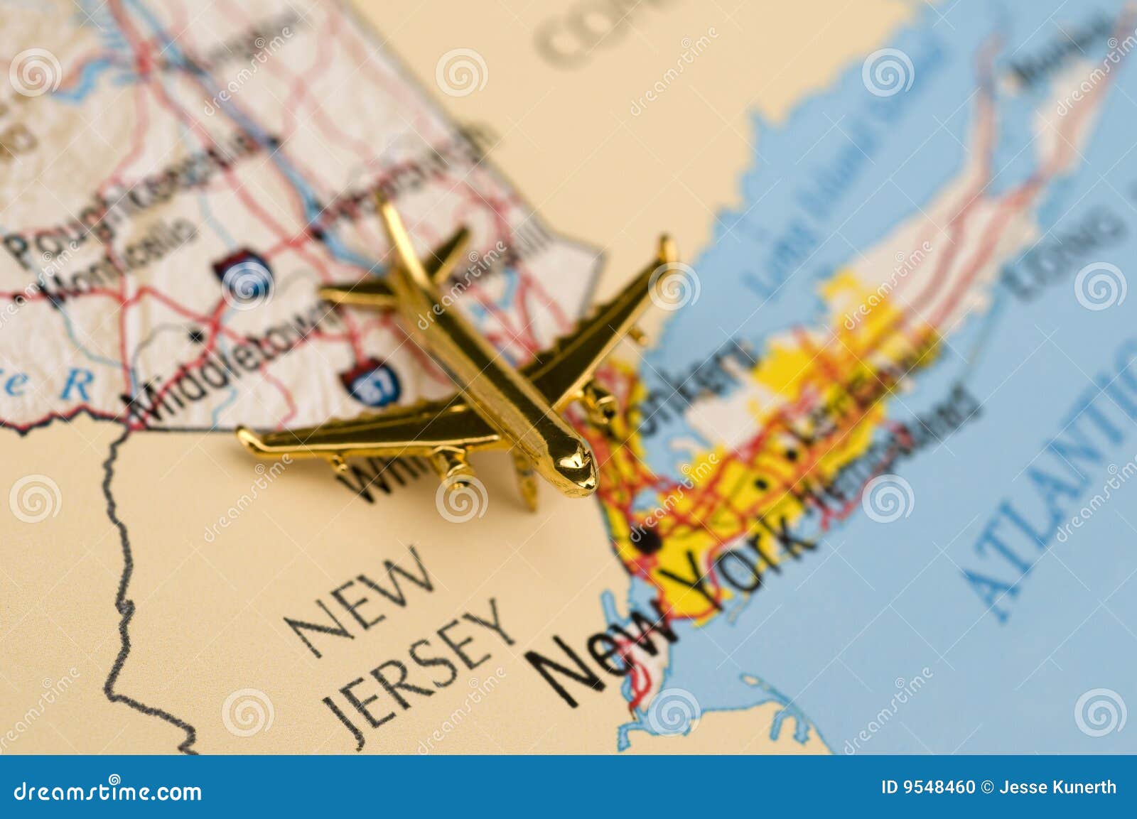 Golden Plane Over New York stock photo. Image of transportation - 9548460