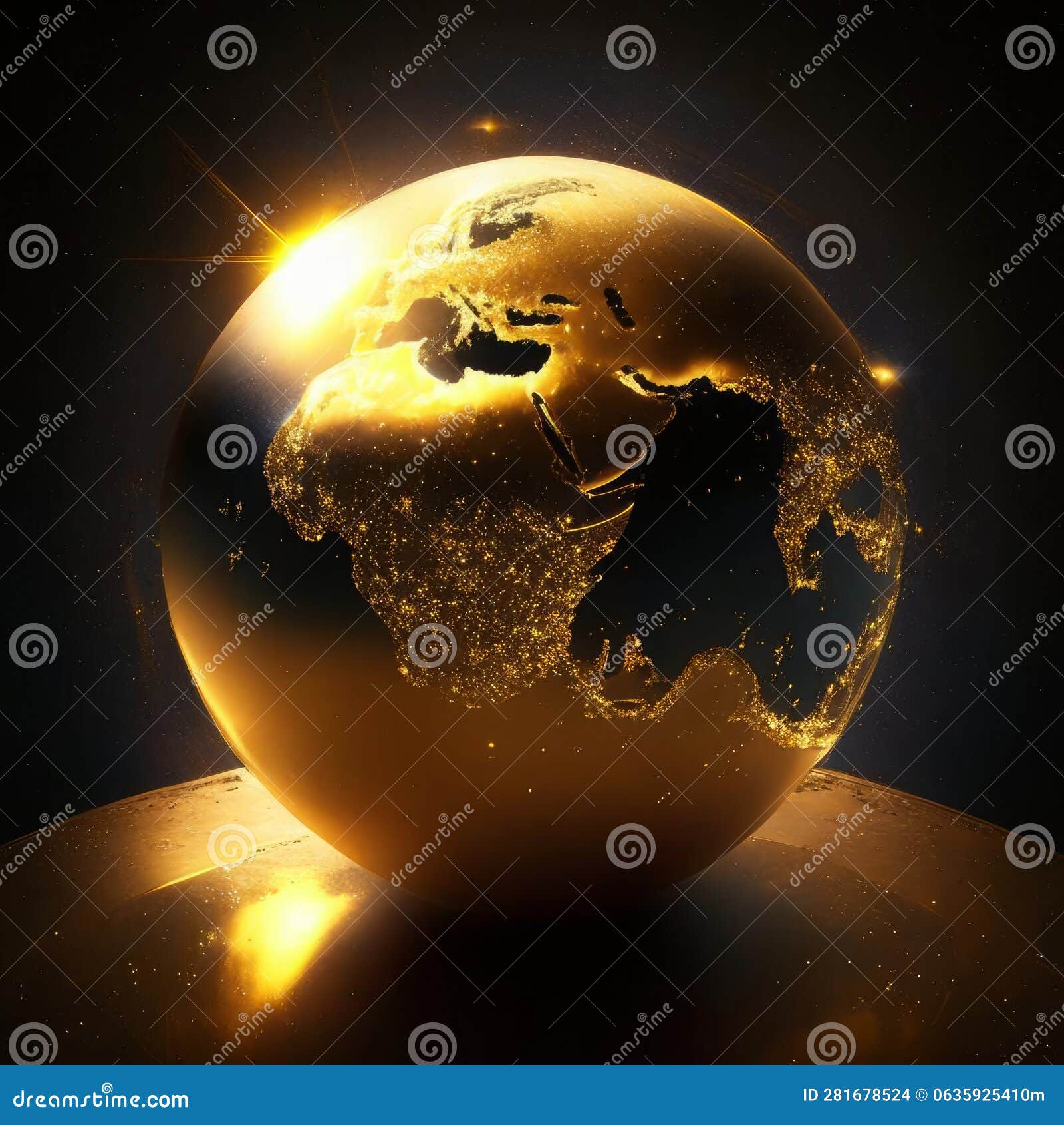 Golden Planet Earth. Globe of Gold Stock Illustration - Illustration of ...