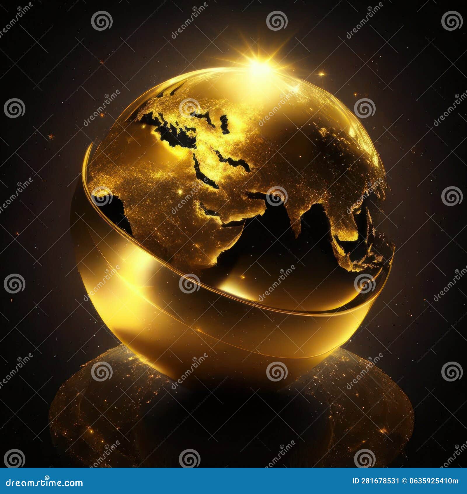 Golden Planet Earth. Globe of Gold Stock Illustration - Illustration of ...