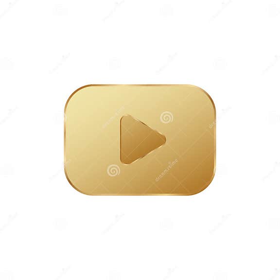 Golden Play 3D Button. Gold Square Play. Stock Illustration ...