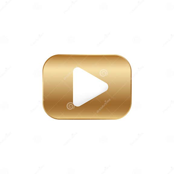 Golden Play 3D Button. Gold Square Play. Stock Illustration ...