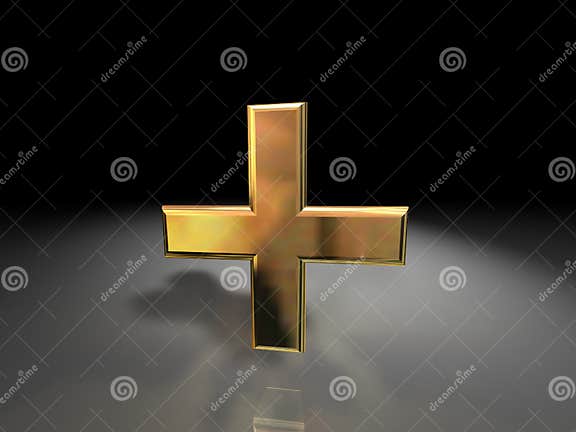 Golden Plus Sign stock illustration. Illustration of graphic - 5945318