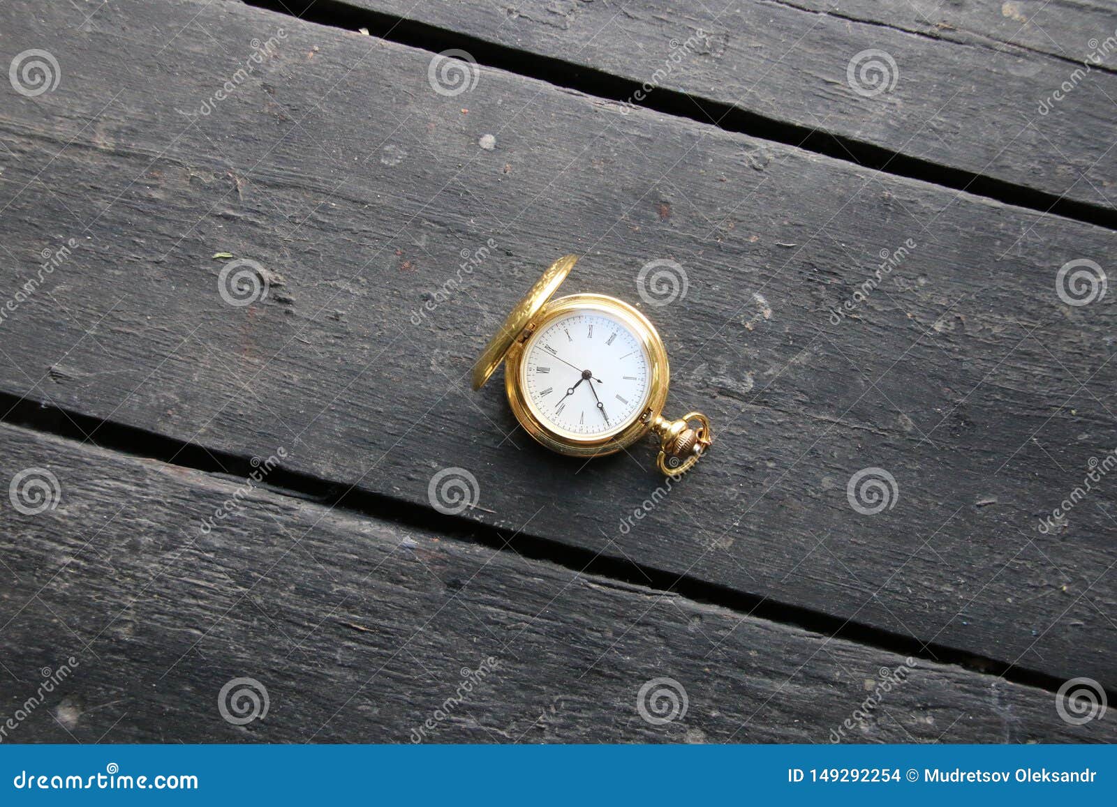 Golden Pocket Watch on a Vintage Table. Stock Photo - Image of watches ...