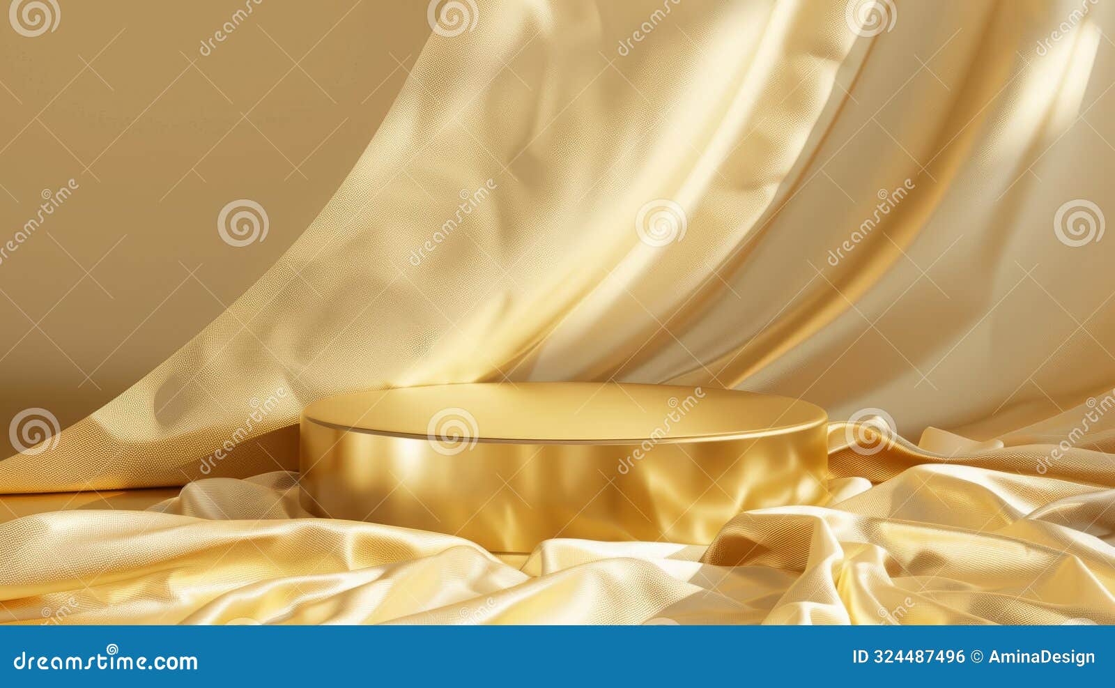 A Golden Podium Adorned with Drapes Creates a Luxurious and Stylish ...