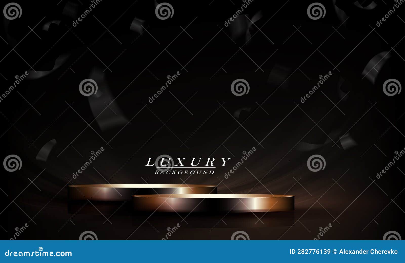 Golden Podium with Delicate Tinsel, Curved Dim Rays of Light Stock ...