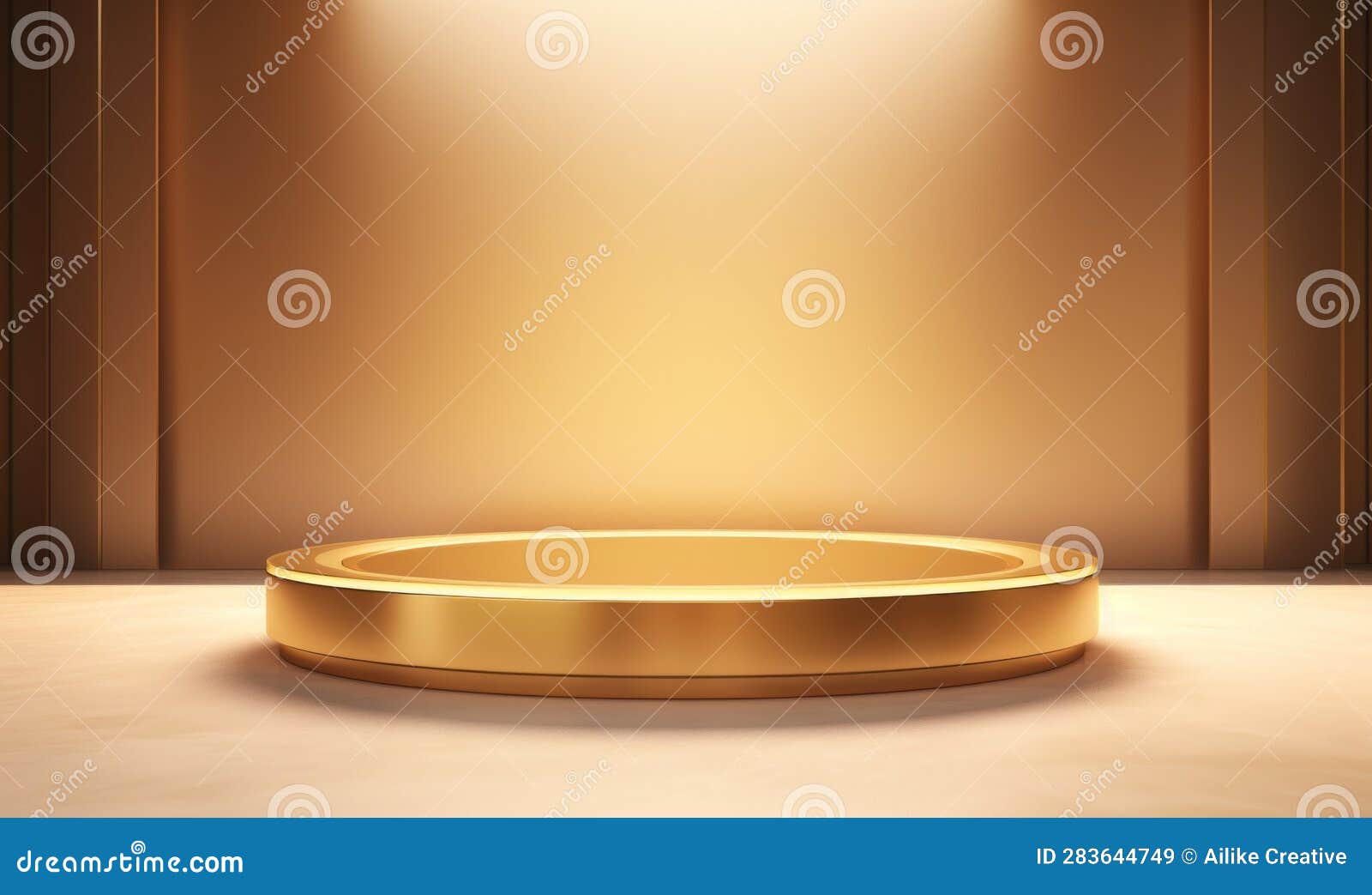 Golden Podium on the Floor. Realistic 3d Render of Podium Stock ...
