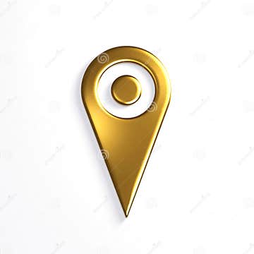 Golden Pointer Pin Icon for Map. 3D Render Illustration Stock ...