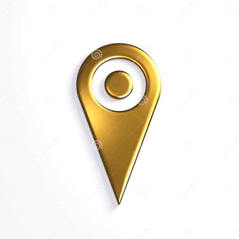 Golden Pointer Pin Icon for Map. 3D Render Illustration Stock ...