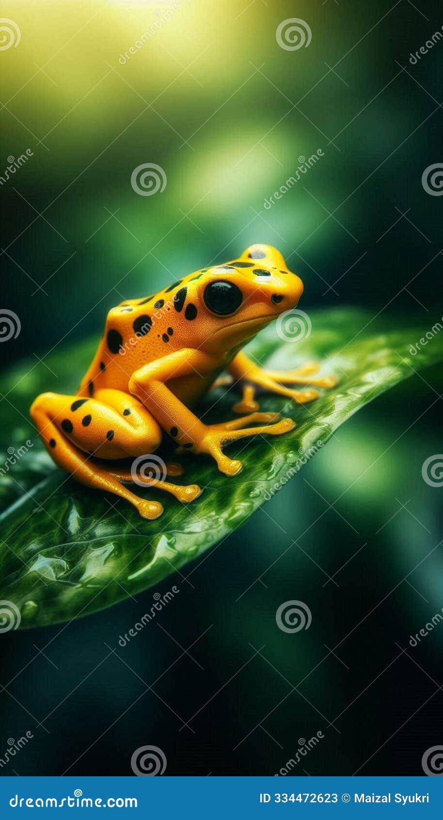 Golden Poison Dart Frog Sitting on a Leaf Stock Illustration ...