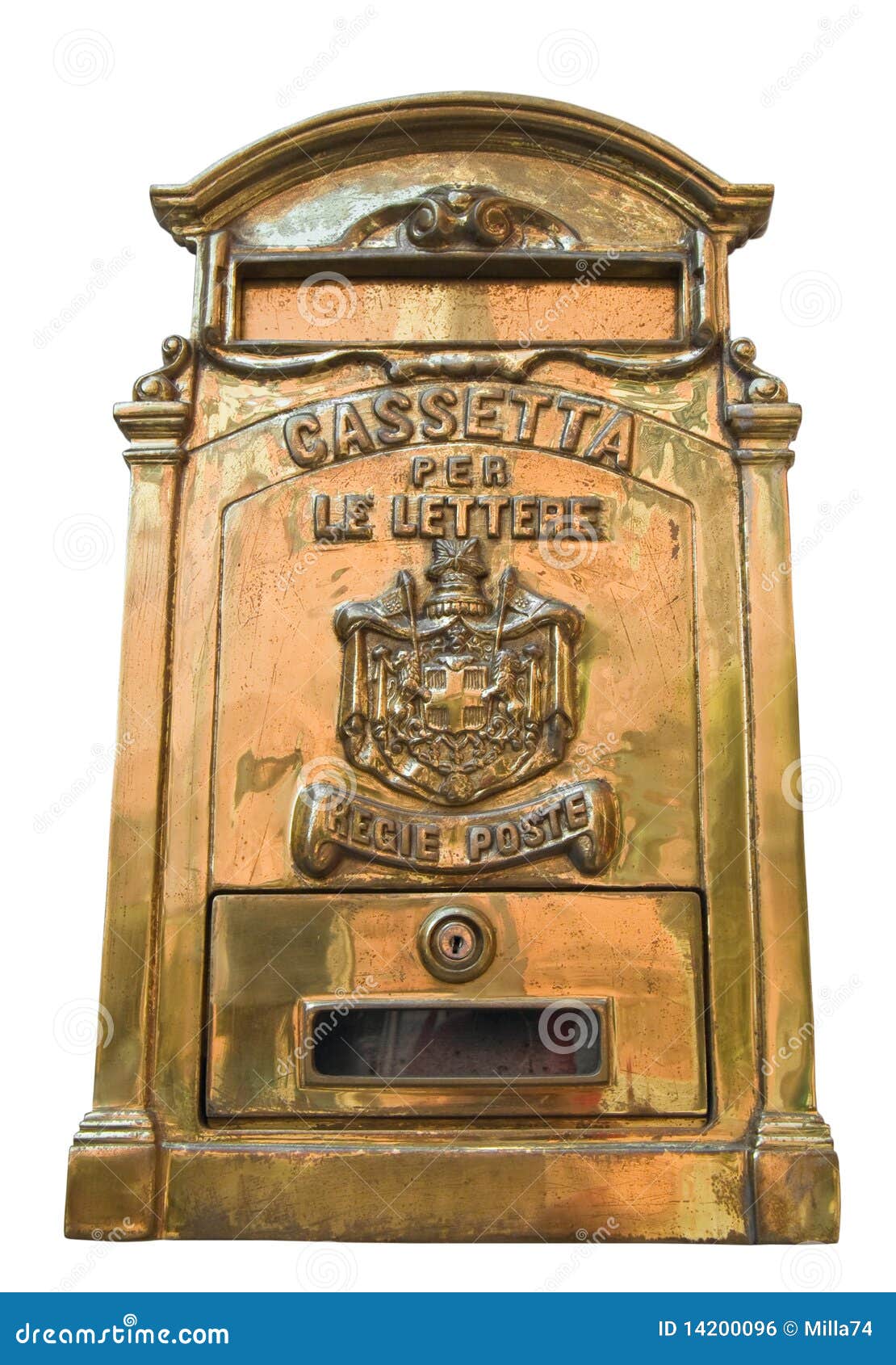 Golden postbox. stock photo. Image of class, message - 14200096