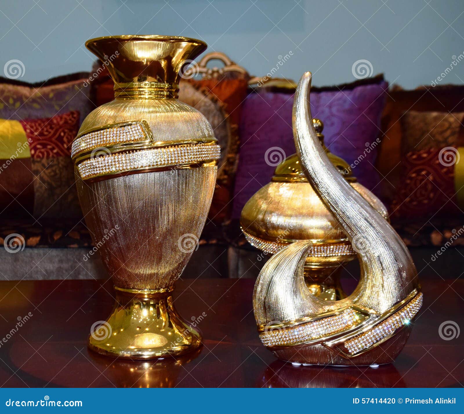 Golden Pot Decoration for Interior Stock Photo - Image of interior ...