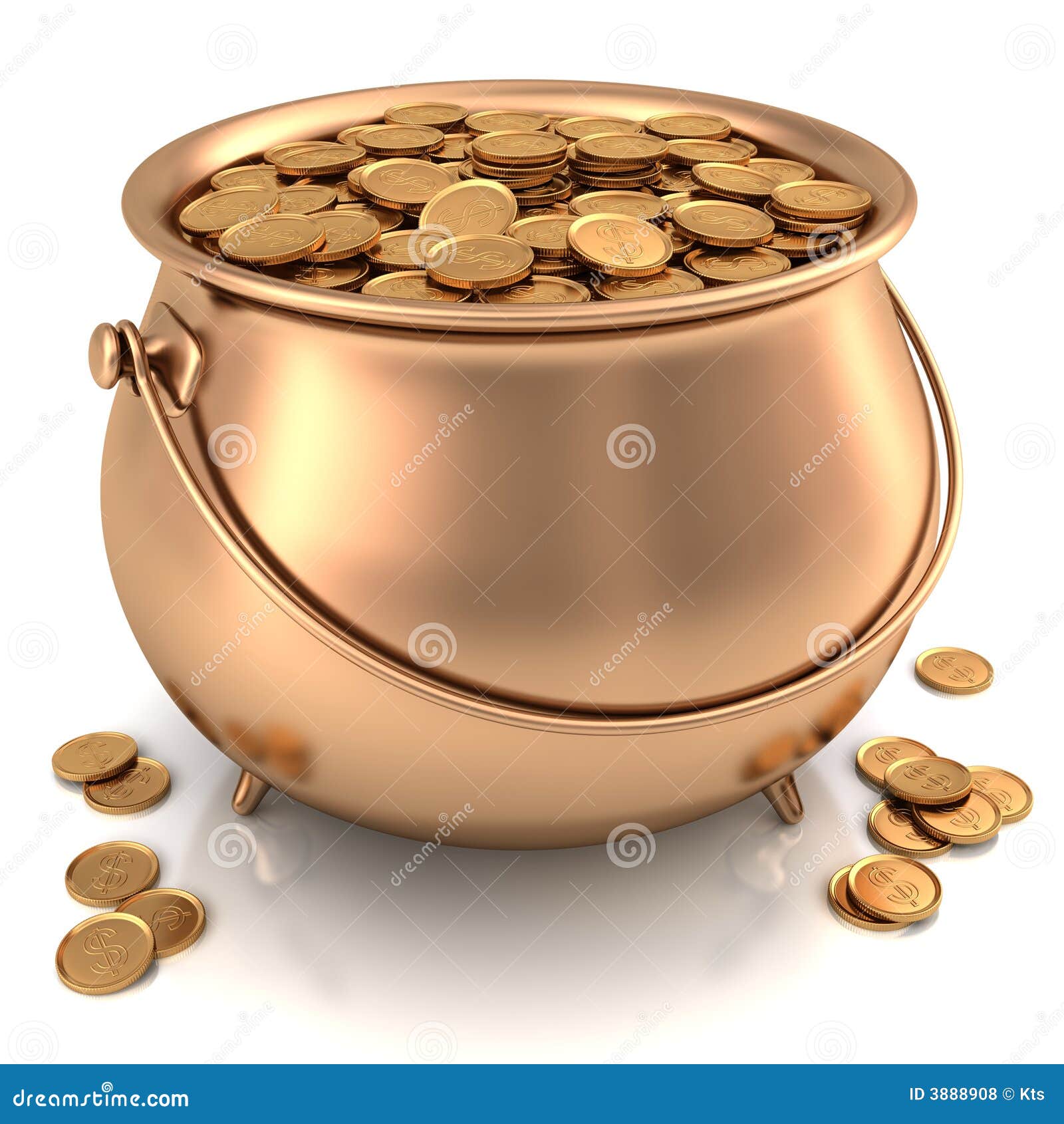 Golden Pot Full of Gold Coins Stock Illustration - Illustration of ...